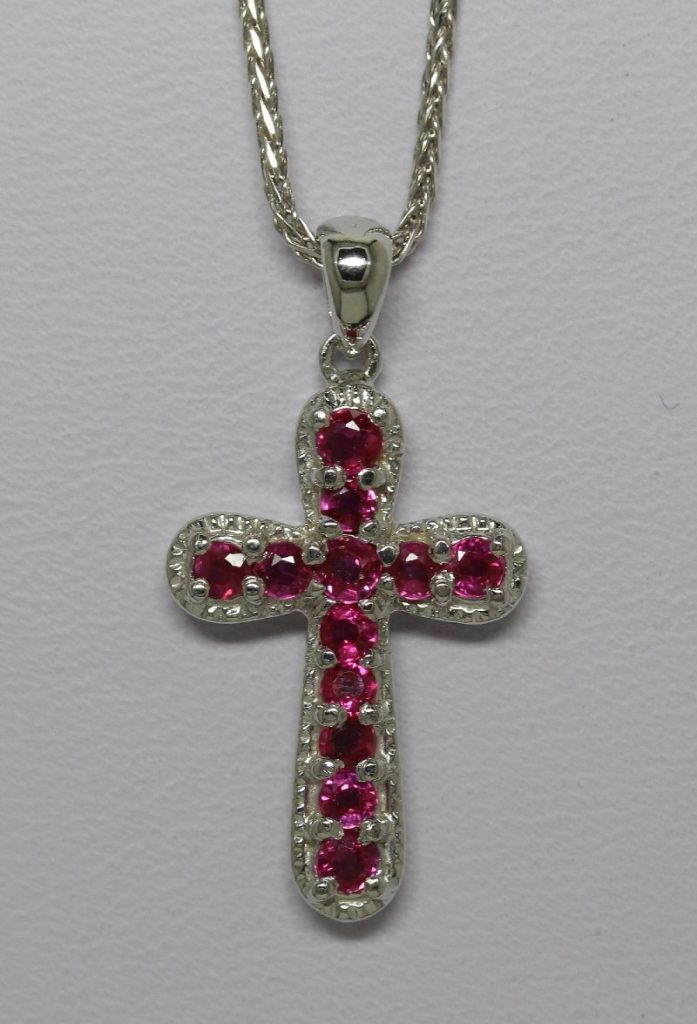 1PR82T- Ruby cross pendant - Diamond, Jade & Gems